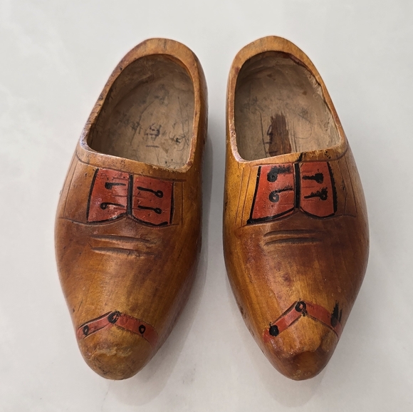 Vintage | Accents | Handcrafted Dutch Wooden Shoes Light Brown Tan With ...